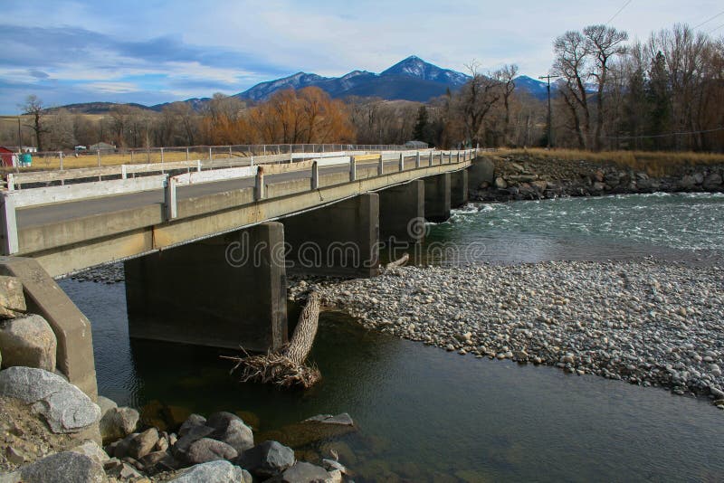 Bridge Crossing Over River with Low Water Stock Photo - Image of ...