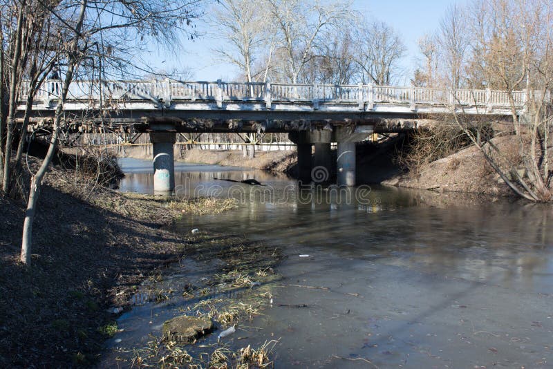 Bridge Crossing River during Early Spring Time Stock Photo - Image of ...
