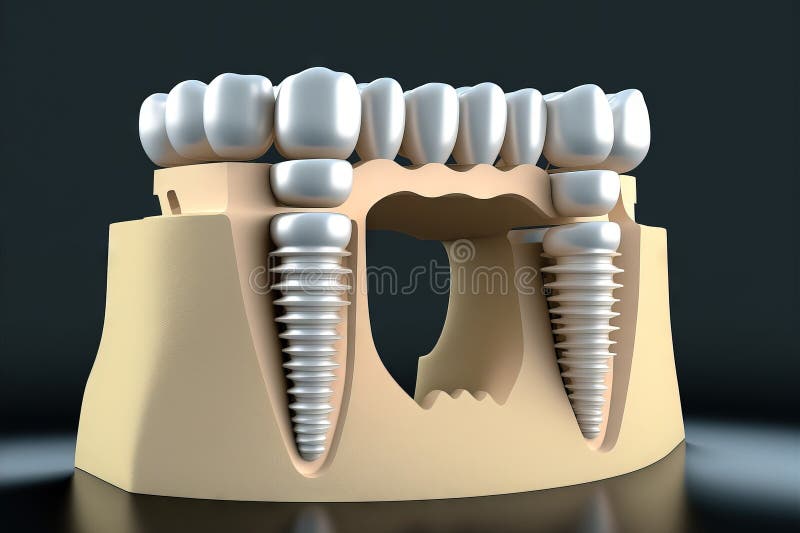 Bridge and Crown Support for Implanted Teeth Stock Illustration ...