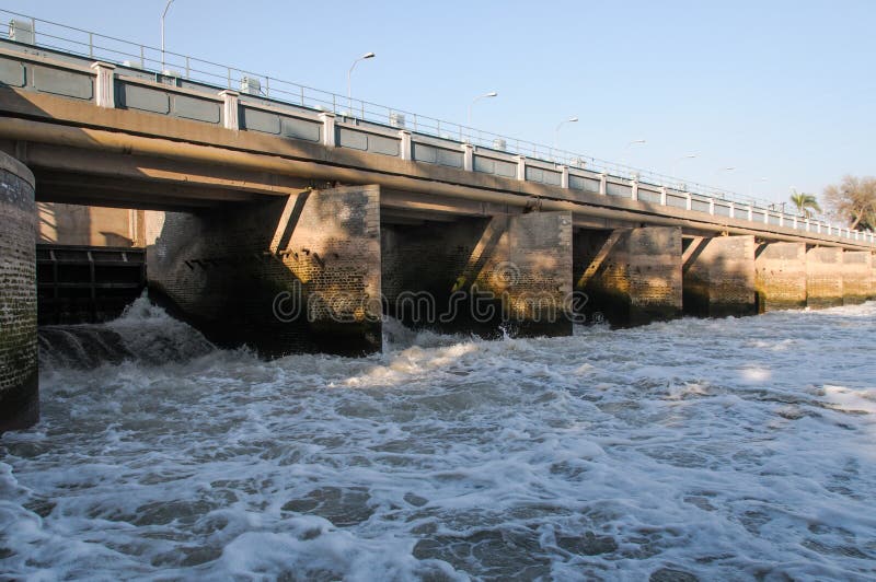 Bridge on a Dam with Barrage Stock Image - Image of bridge ...