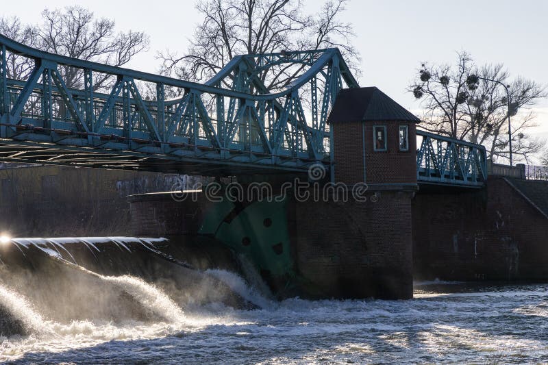 Bridge with Dam on the Oder River, Wroclaw Stock Photo - Image of oder ...