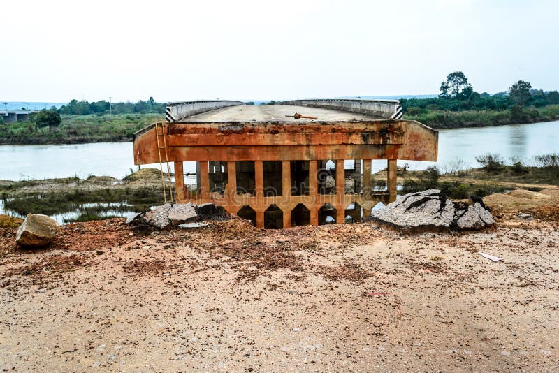 The Bridge Was Damaged Due To Flash Floods Stock Image - Image of ...