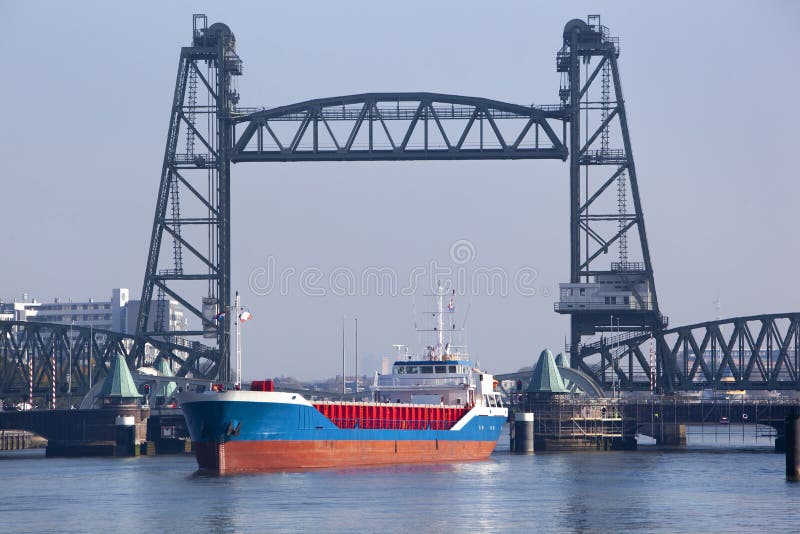 De Hef Old Railroad Bridge In Rotterdam, Netherlands Stock Photo ...