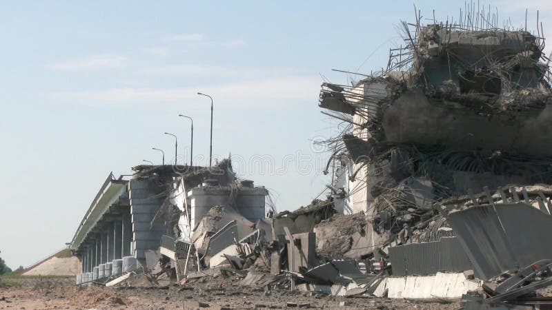 The Bridge Destroyed after the Explosion. Exploded Motorway. Act of ...