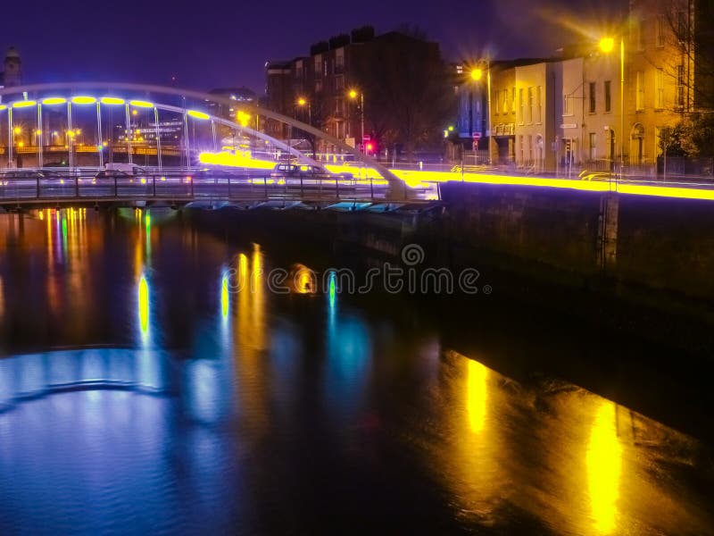 Bridge in Dublin at night stock photo. Image of ireland - 49017120