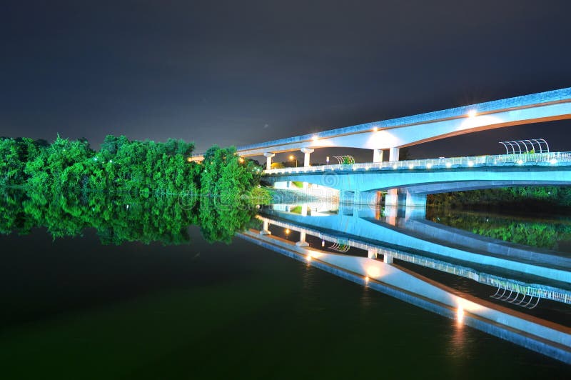 Bridge with Elevated Train Railway by the River Stock Photo - Image of ...