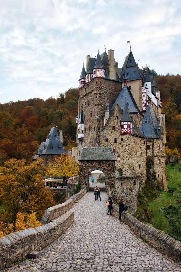 Bridge and Eltz Castle in the Colorful Trees Editorial Image - Image of ...