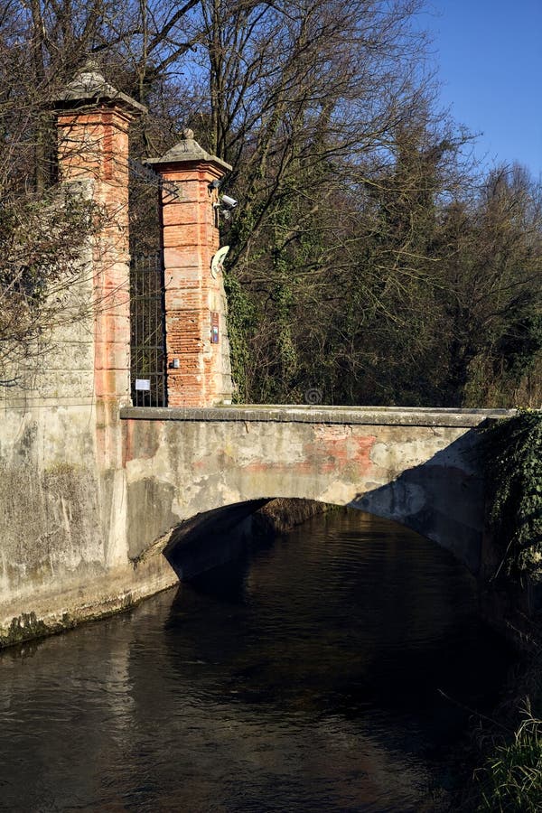Bridge and Entrance Gate of a Park in the Italian Countryside Stock ...