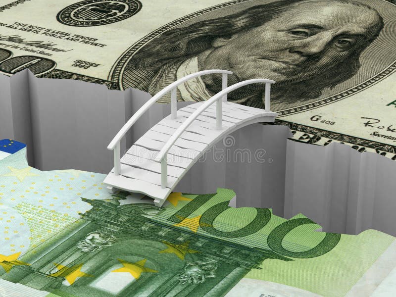 Bridge between Euro and Dollar Stock Illustration - Illustration of ...