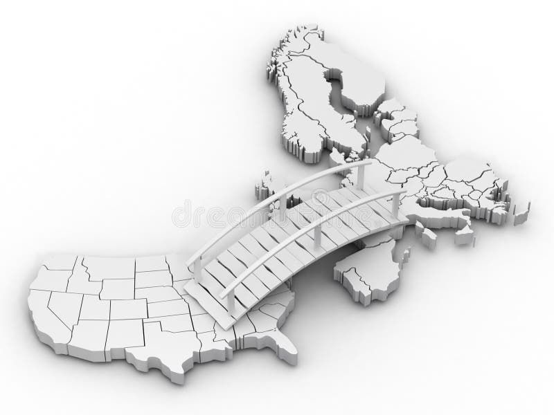Bridge between Europe and Usa Stock Illustration - Illustration of ...