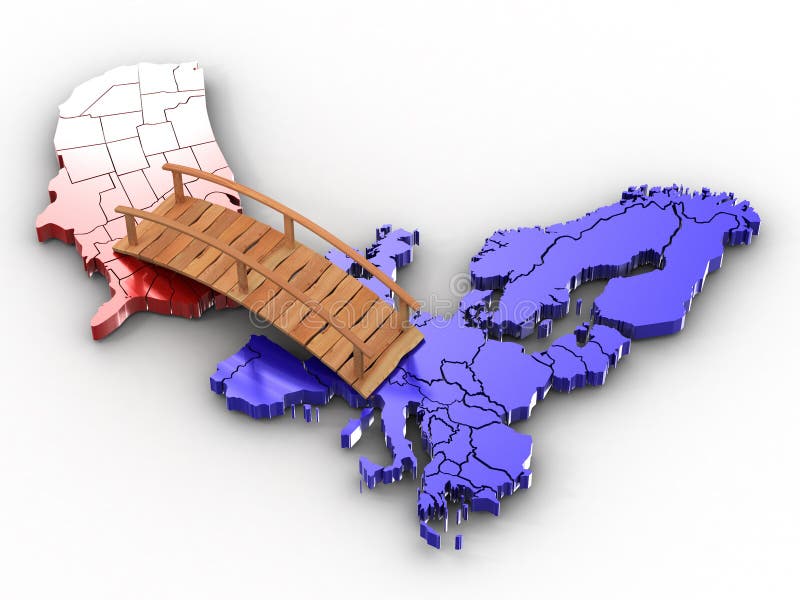 Bridge between Europe and Usa Stock Illustration - Illustration of ...