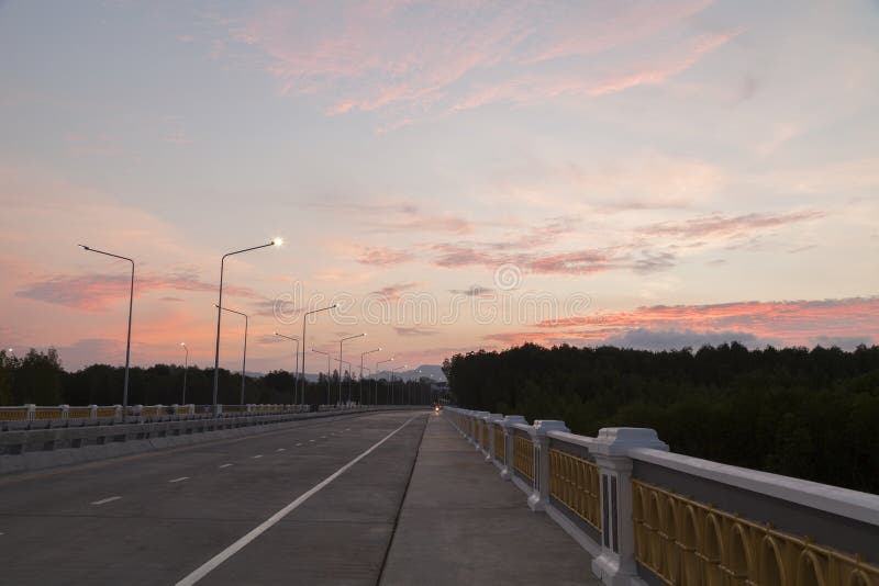 Bridge Evening and Light Poles, in the Evening Stock Image - Image of ...