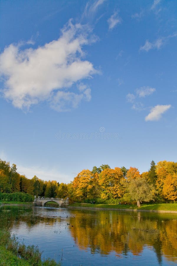 Bridge and fall landscape stock photo. Image of green - 10521694