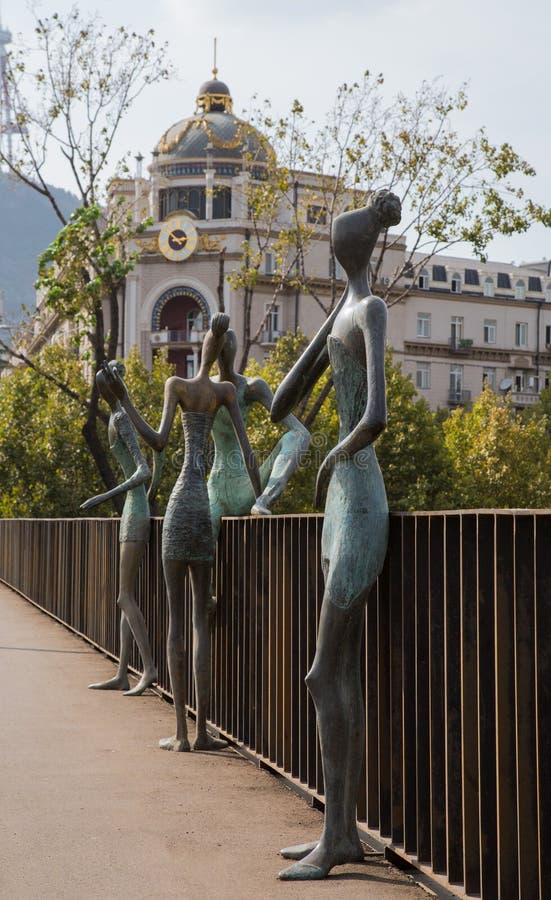Bridge with Figures in the Center of Tbilisi Editorial Image - Image of ...