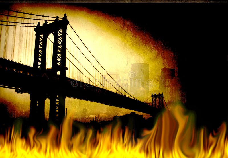 Bridge in fire stock image. Image of modern, artistic - 187273221