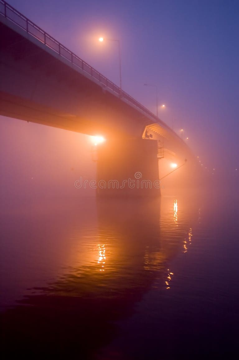 Cross Sea Bridge Fog Night Stock Photos - Free & Royalty-Free Stock ...