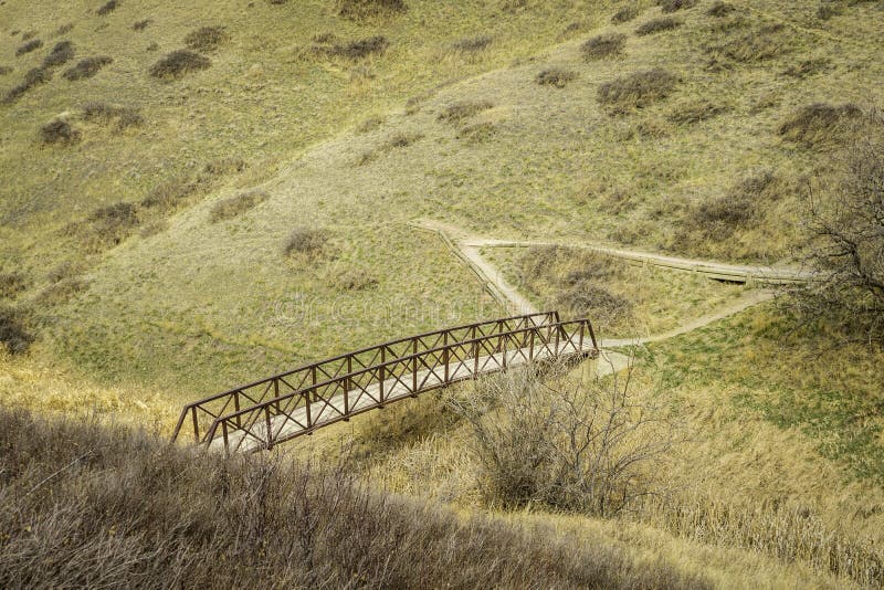 Bridge on Footpath in Country Landscape Stock Image - Image of nature ...