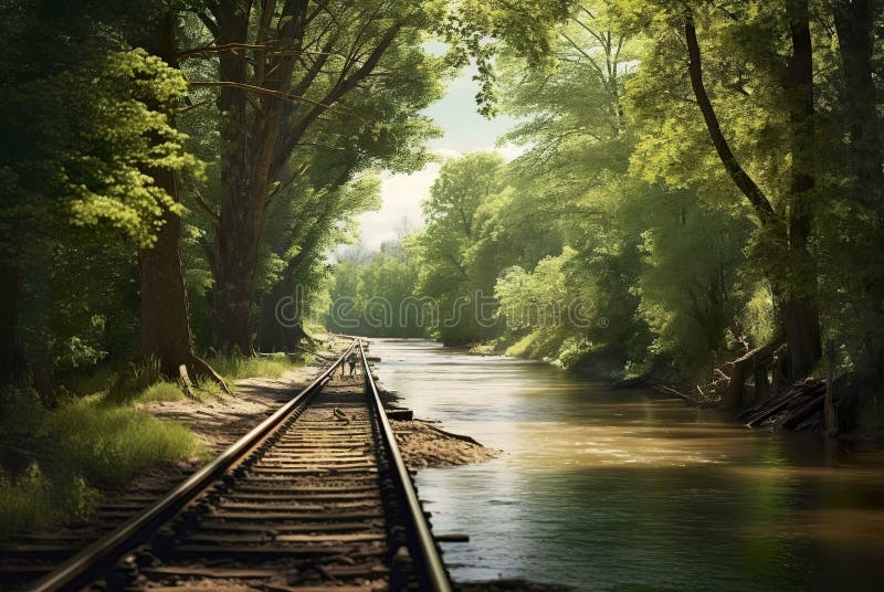 Bridge in the Forest Railway in the Forest Railway in the Woods Stock ...