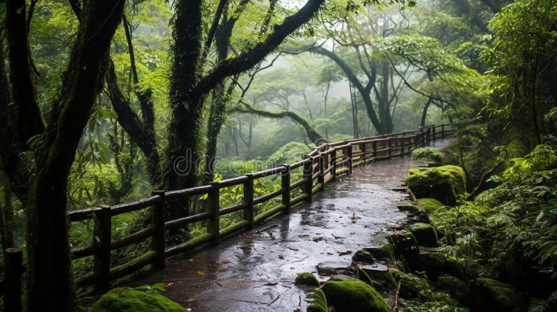 Bridge in Forest with Small Stream Generated by AI Tool Stock ...