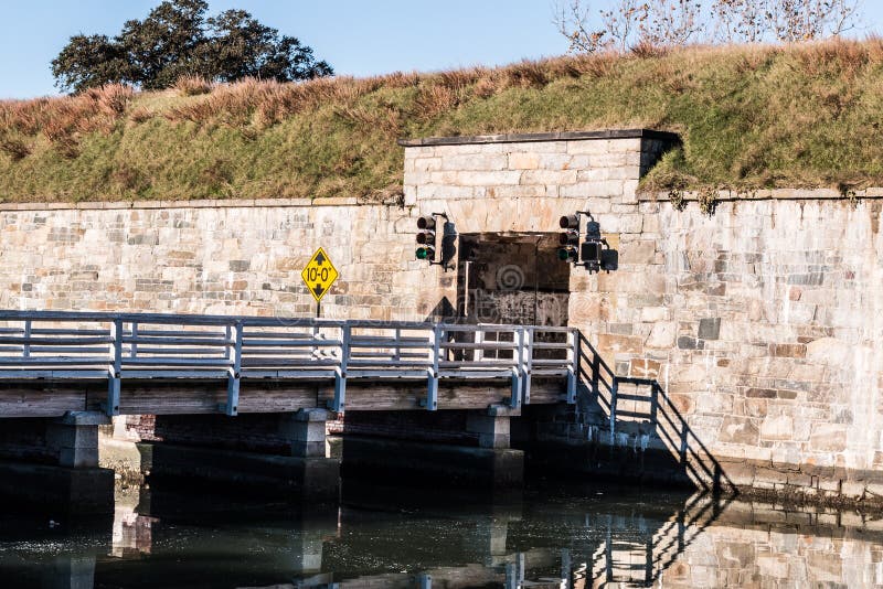 Bridge at Fort Monroe in Hampton, Virginia. Stock Image - Image of ...