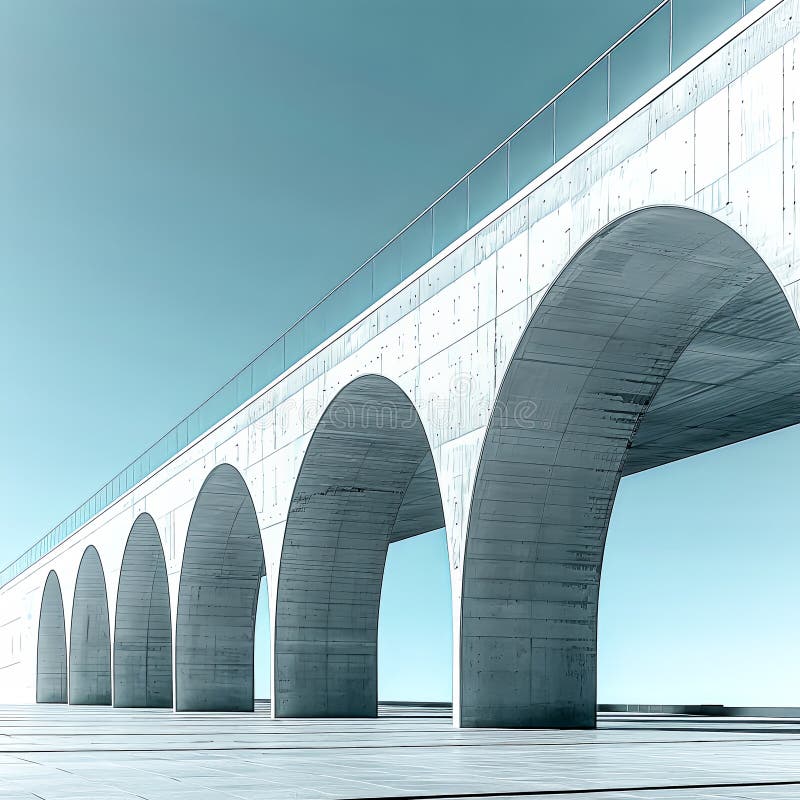 A Bridge with Four Arches is Shown in a Blue Sky Stock Photo - Image of ...
