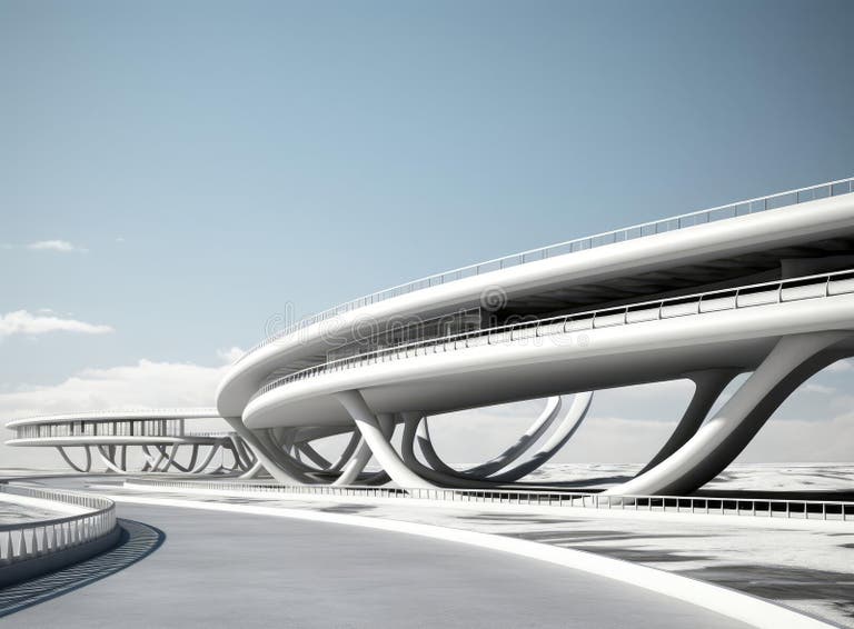 Bridge of the future stock illustration. Illustration of construction ...