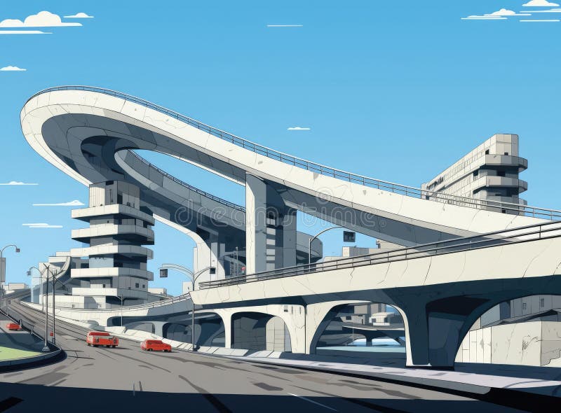 Bridge of the future stock illustration. Illustration of street - 286248266