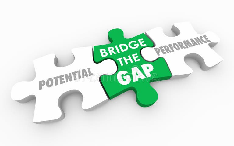 Bridge the Gap between Potential and Performance Puzzle 3d Illus Stock ...