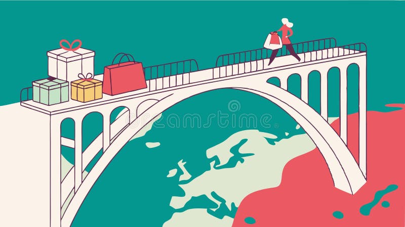 Bridge with Gift Boxes, Logistics, Transportation, Delivery, Vector ...