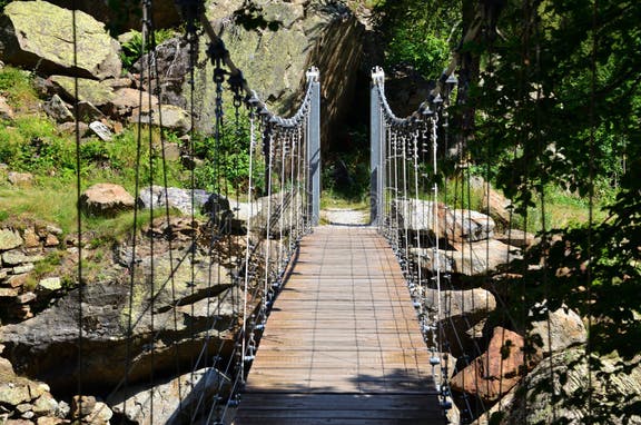 Bridge on the gorge stock photo. Image of adventure - 198211868