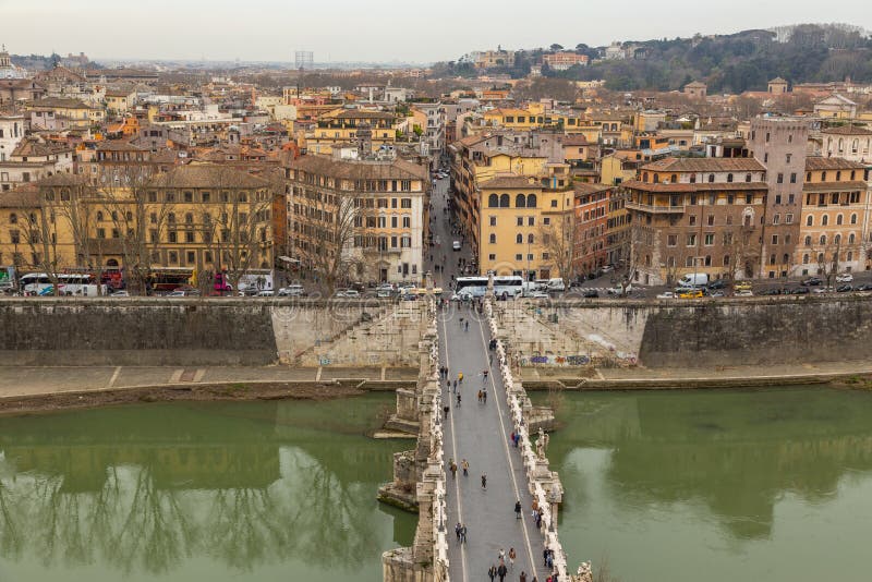 Bridge of Hadrian Famous Bridge in Rome Editorial Stock Photo - Image ...