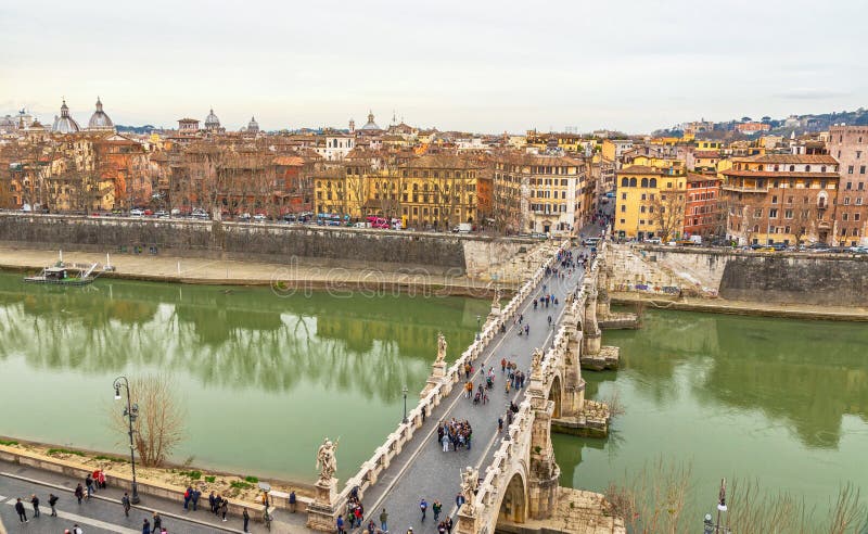 Bridge of Hadrian Famous Bridge in Rome Editorial Stock Image - Image ...