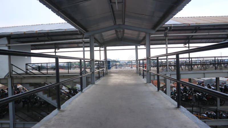 Bridge Hallway Picture To Canteen Office Stock Image - Image of roof ...
