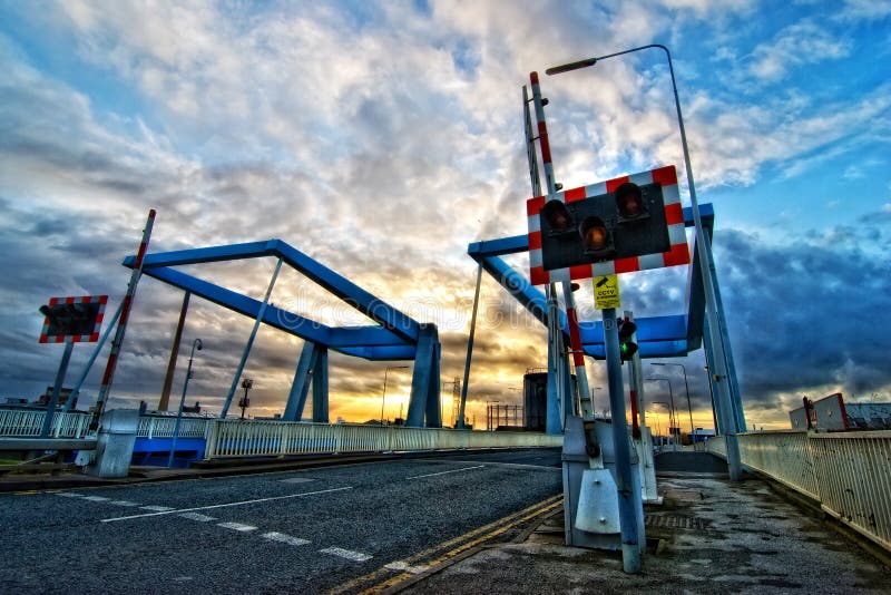 A bridge in Hull, UK stock image. Image of clouds, sunset - 7457747