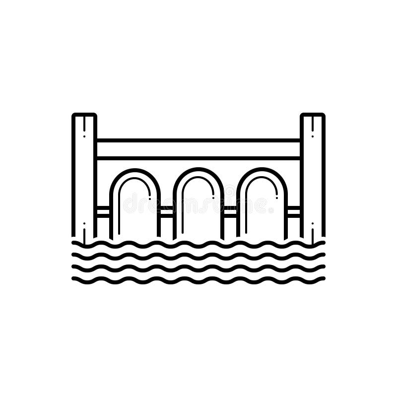 Black Line Icon for Bridge, Viaduct and Construction Stock Vector ...