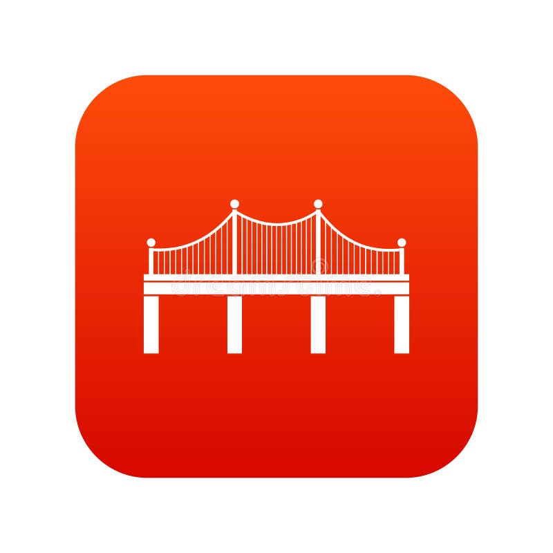 Bridge icon digital red stock vector. Illustration of connection - 99736160