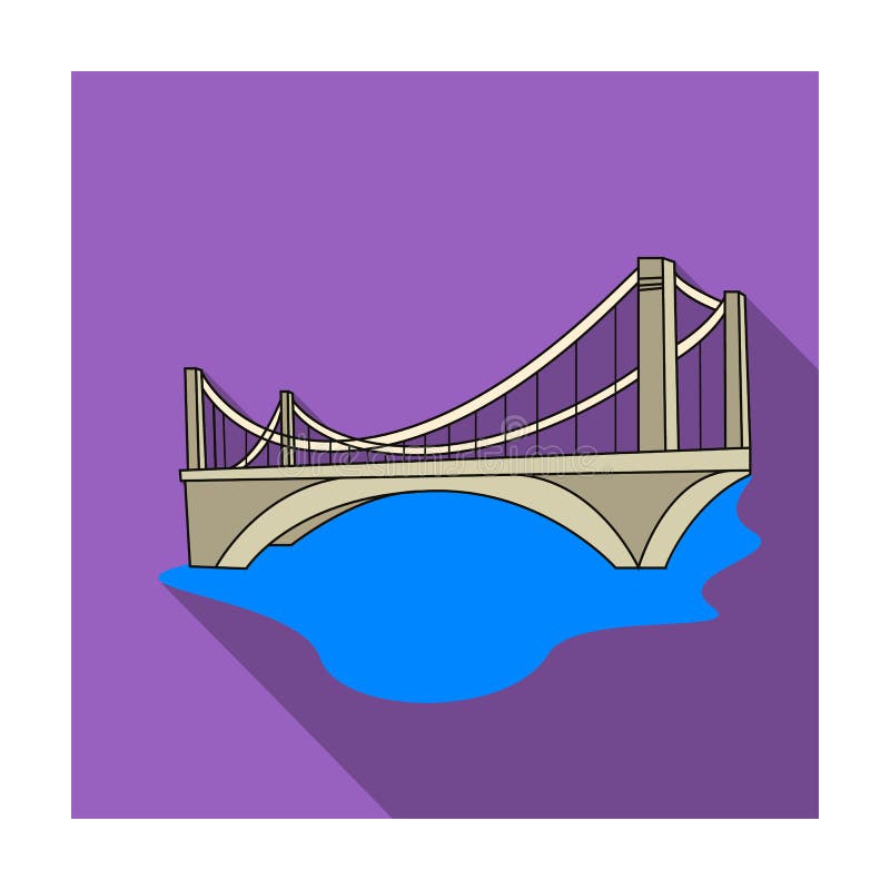 Bridge Icon in Flat Style Isolated on White Background. Architect ...