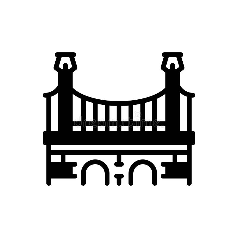 Black Solid Icon for Bridge, River and Landmark Stock Vector ...