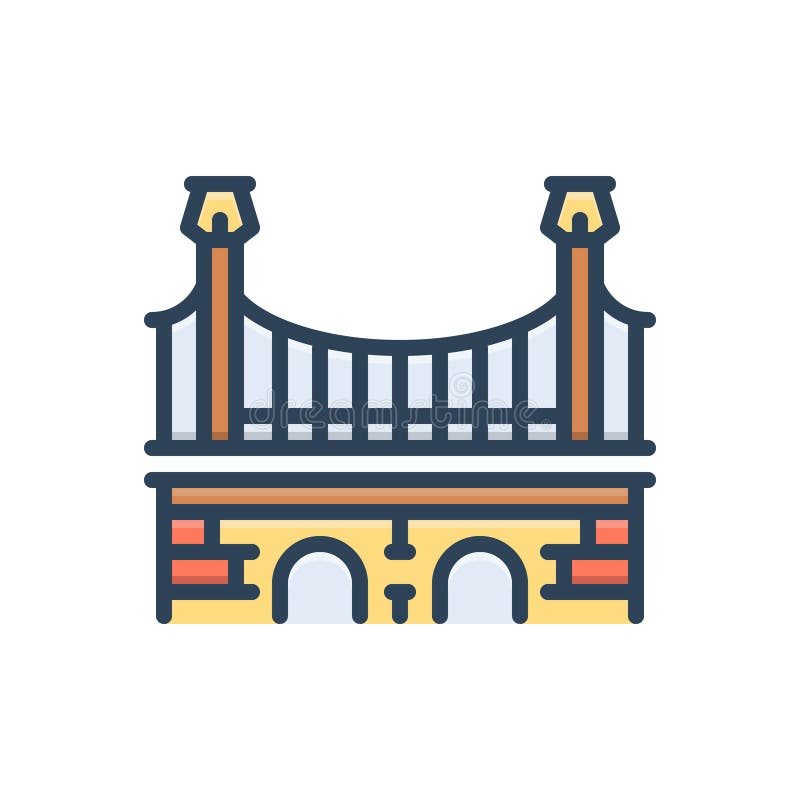 Color Illustration Icon for Bridge, River and Landmark Stock ...