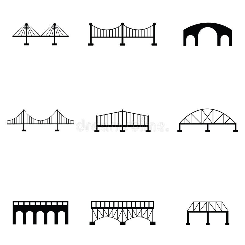 Bridge icon set stock vector. Illustration of icon, modern - 102198092