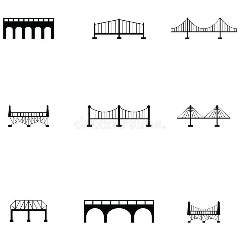 Bridge icon set stock vector. Illustration of gate, construction ...