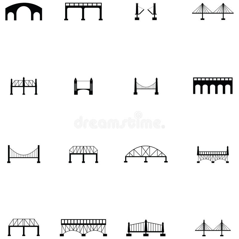 Bridge icon set stock vector. Illustration of tower - 120561716