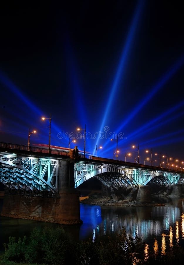 Bridge illumination stock photo. Image of projector, architecture - 6307274