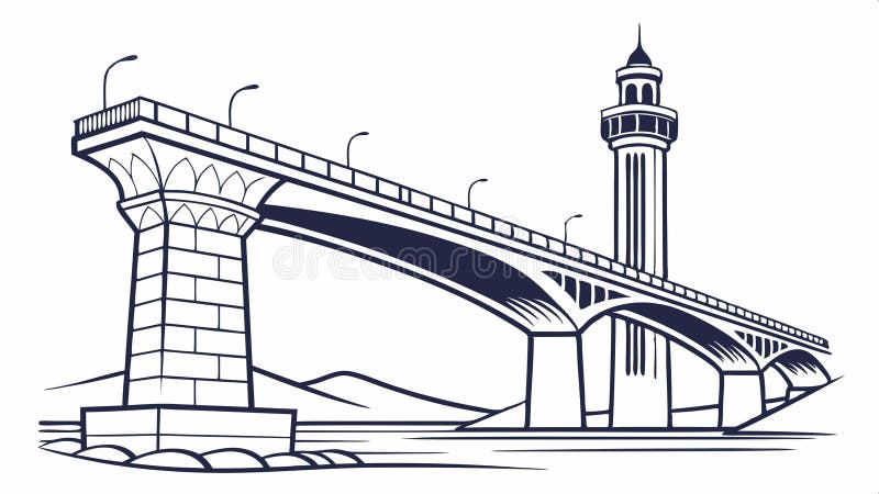Bridge Illustration, Architectural Landmark, Urban Bridge and Structural Design. Vector Design ...