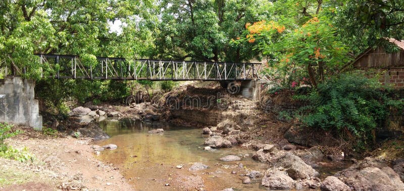 Bridge in Indian village-2 stock image. Image of forest - 150573231