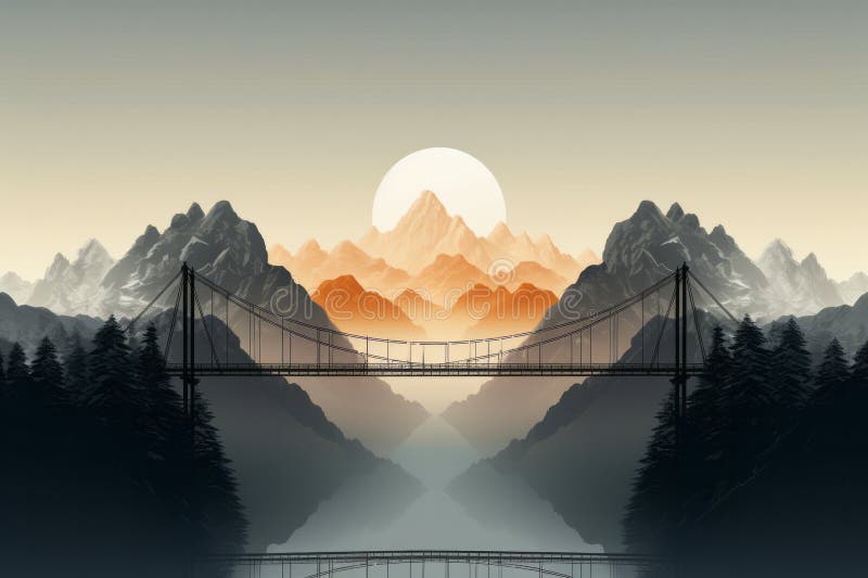 Bridge Two Mountains Stock Illustrations – 204 Bridge Two Mountains ...