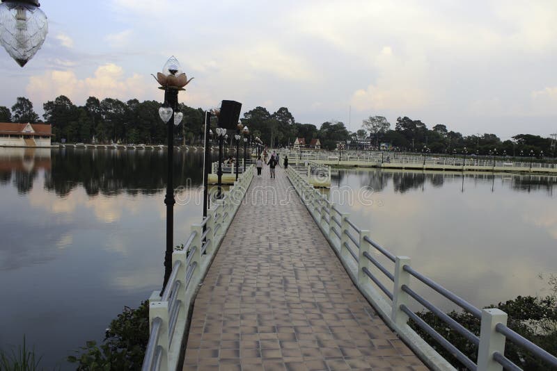 Bridge on lagoon stock image. Image of railing, cloud - 92839919