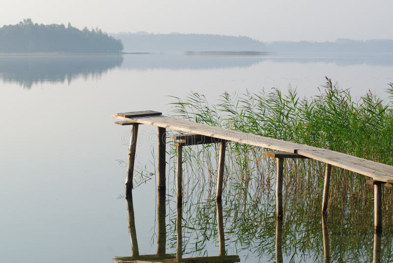 The bridge at lake stock photo. Image of lake, mist, idyllic - 7206302