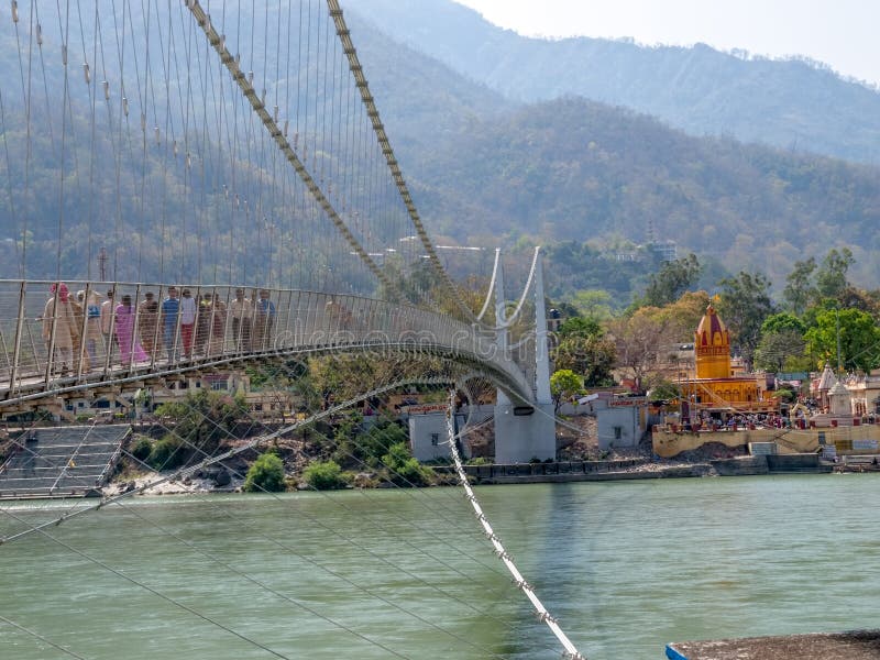 Bridge Laxman Jhula, Rishikesh Stock Image - Image of landmark, mount ...