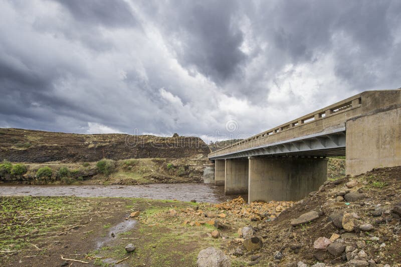 Bridge in Lesotho Mountains Stock Photo - Image of asphalt, painted ...